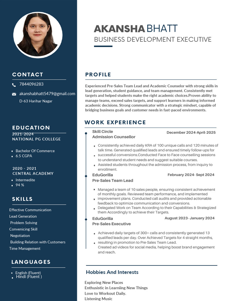 Akansha's Updated Resume | PDF | Behavior Modification | Human Communication