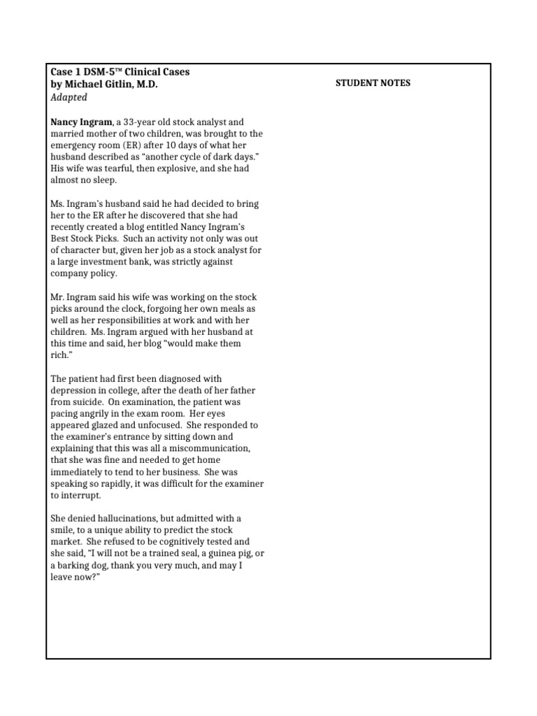 DSM 5 Case Studies Student Pages | PDF | Epilepsy | Sleep