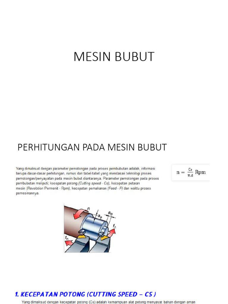 Perhitungna Pada Mesin Bubut | PDF
