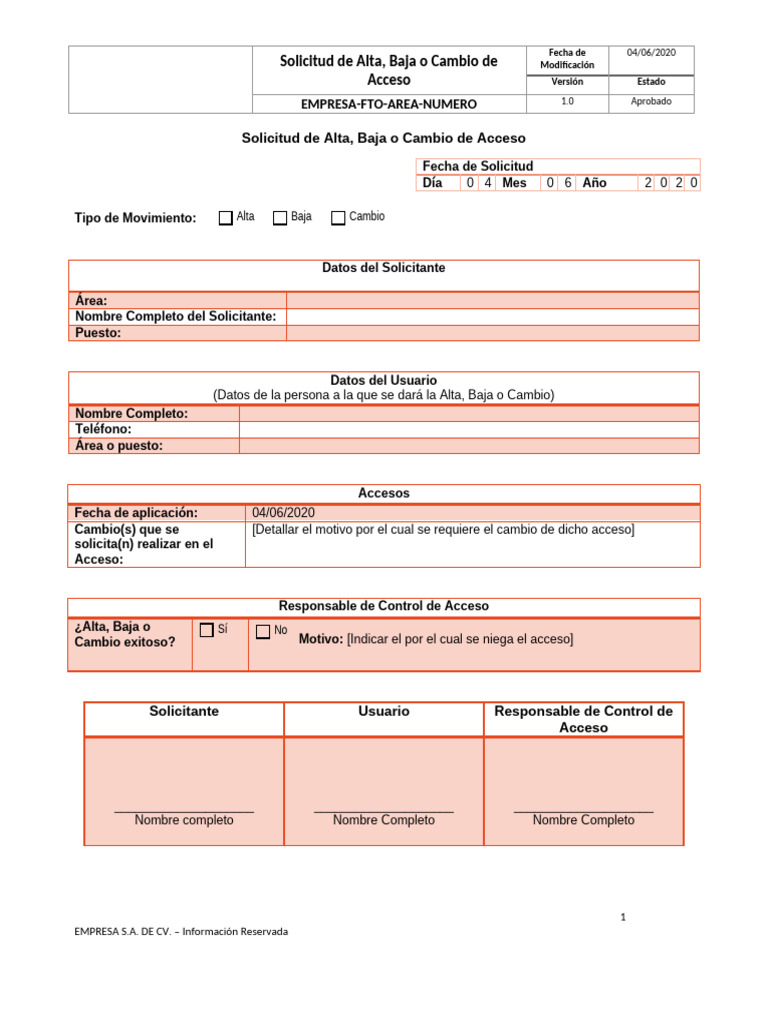 Solicitud de ABC Acceso - Docm | PDF