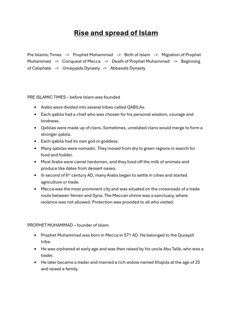 Rise and Spread of Islam | PDF | Caliphate | Muhammad