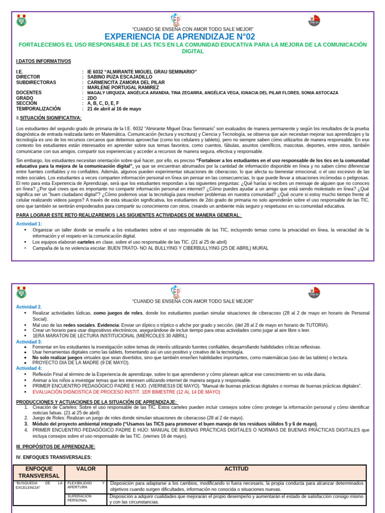2° Eda Abril Mayo 2 Grado 21 Abril (CS) | PDF | Evaluación | Tecnología de información y ...