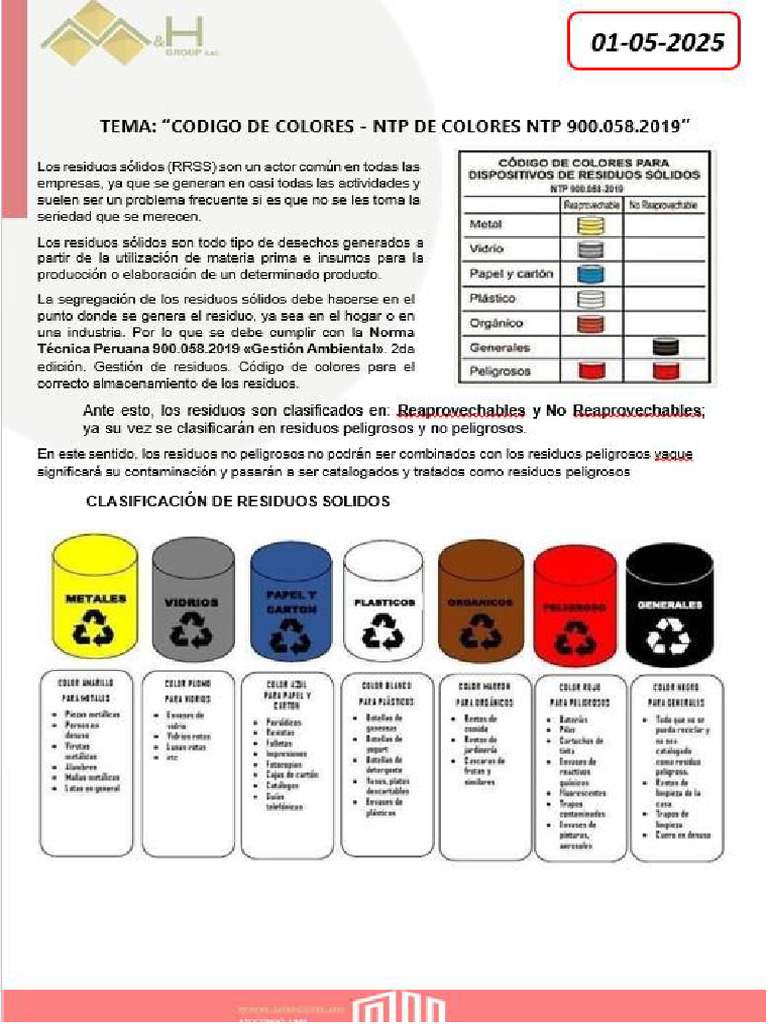 Codigo de Colores - NTP 900-058-2019 | PDF