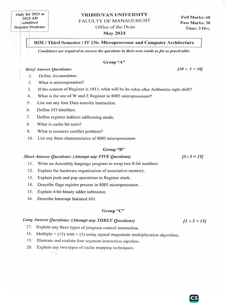 BIM 3rd Sem R Questions 2024 | PDF