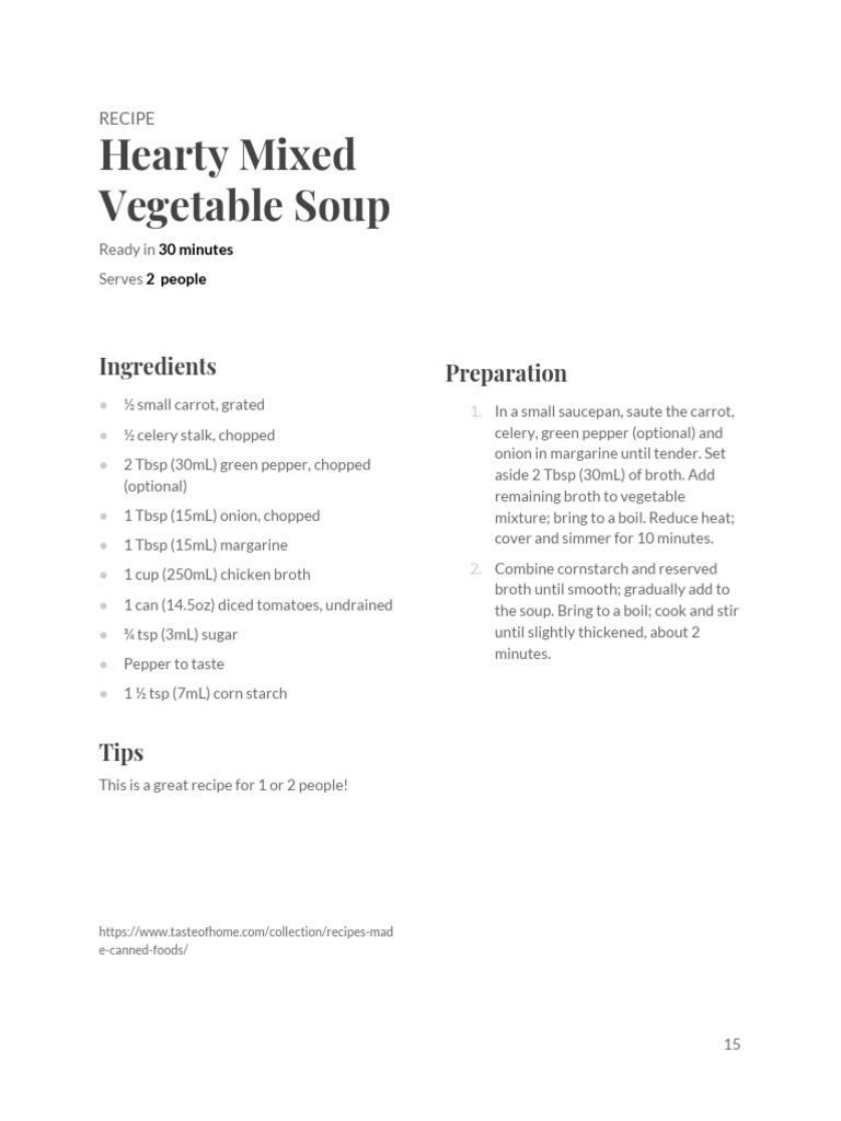 Hearty Mixed Vegetable Soup | PDF