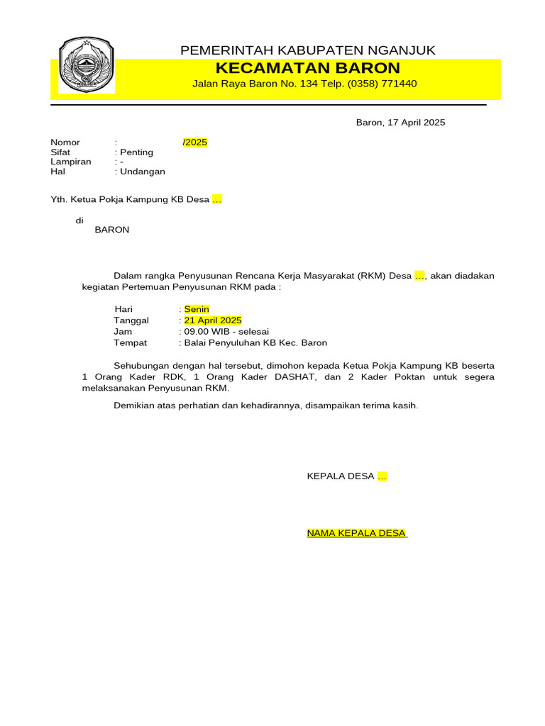 Undangan Penyusunan RKM | PDF