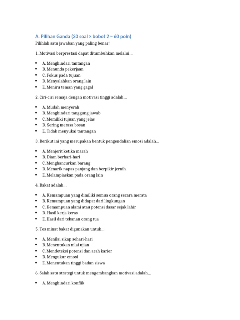 Soal_BK_XI_SAS_2024_2025_Isian_Diperbaiki (1) | PDF