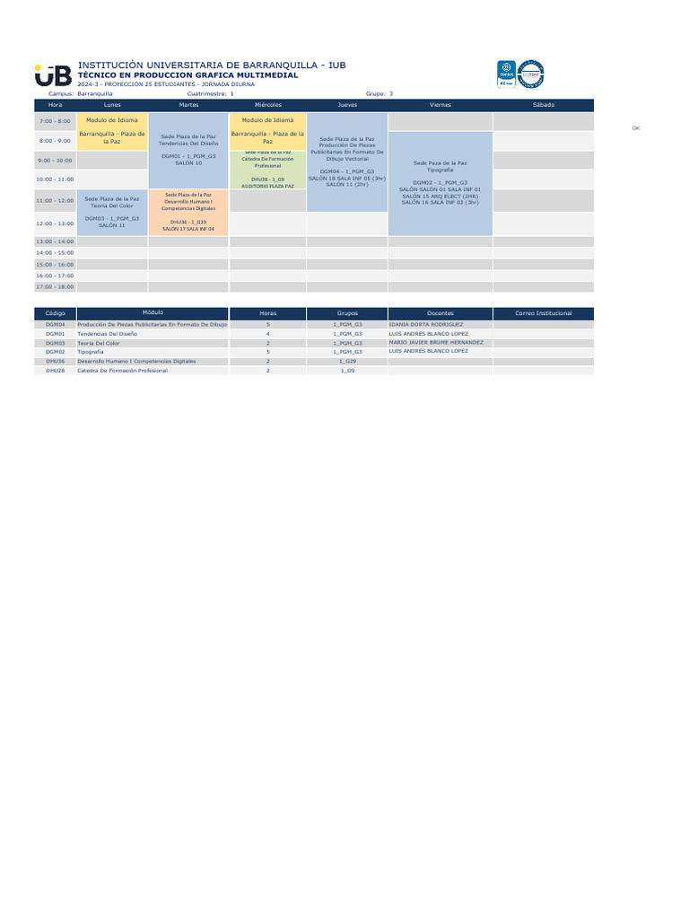 Horario 2024-3 TP PGM | PDF