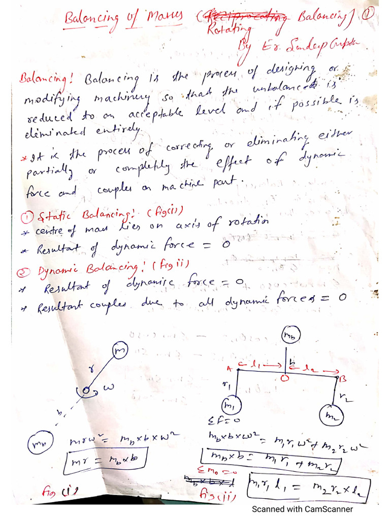 Balancing of Rotating Masses | PDF