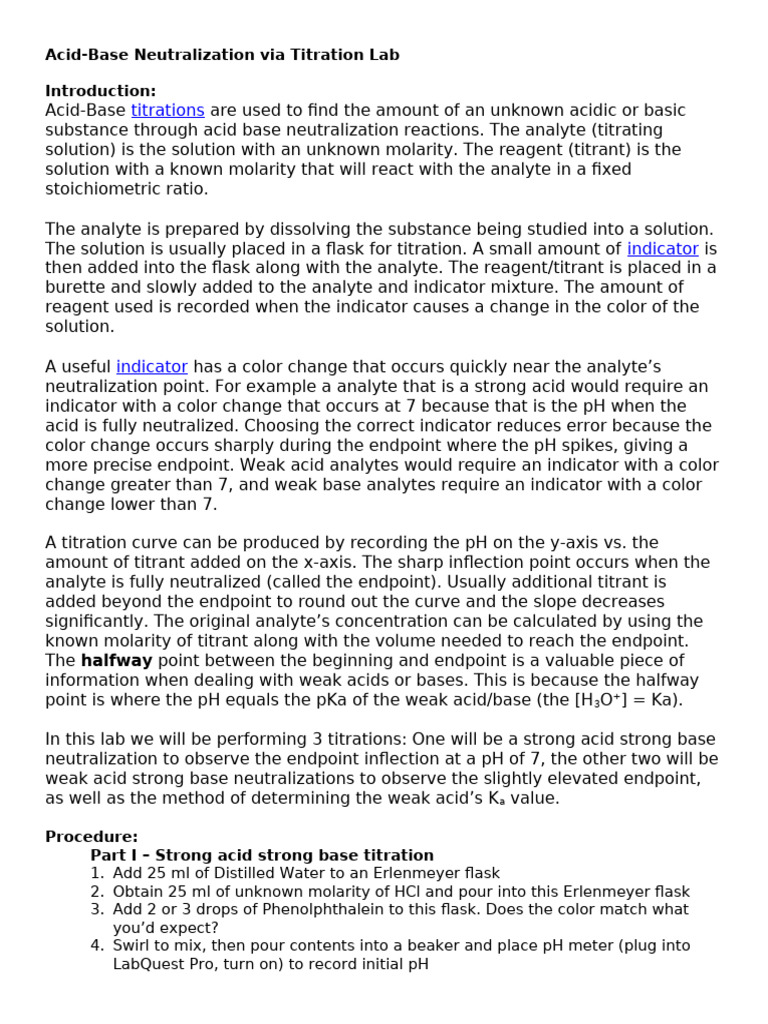 Acid-Base_Titration_Formal_Lab | PDF | Titration | Chemistry