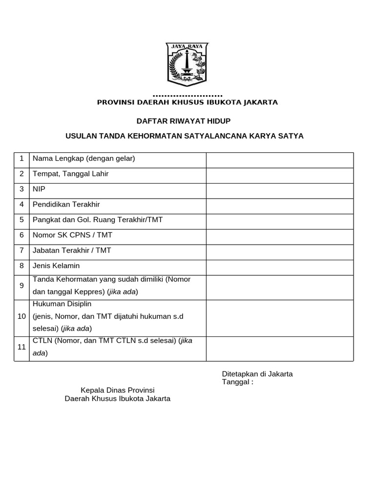Usulan Tanda Kehormatan Jakarta | PDF