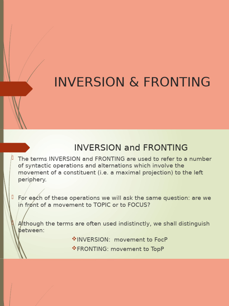 Inversion and Fronting | PDF | Linguistic Typology | Linguistics