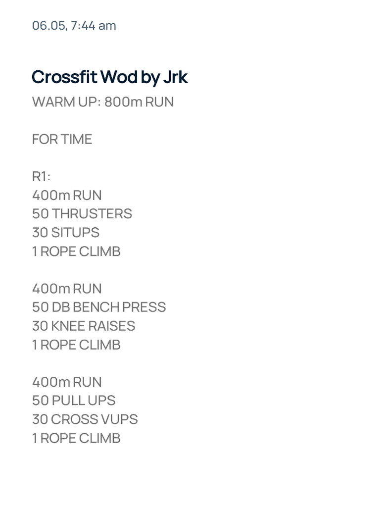 CrossFit WOD by JRK | PDF