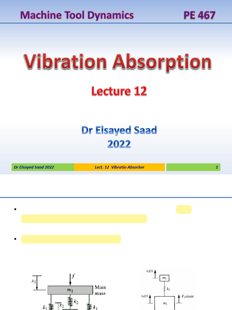 Lect. 12 Vibration Absorber | PDF | Motion (Physics) | Oscillation