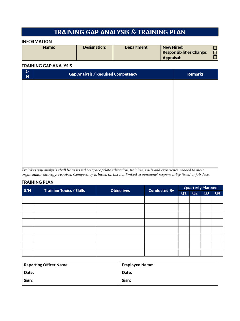 Form Gap Analysis & Training Plan | PDF