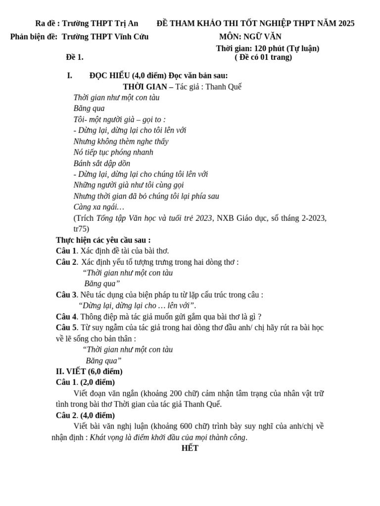 ĐH Thơ TH I Gian - NLXH | PDF