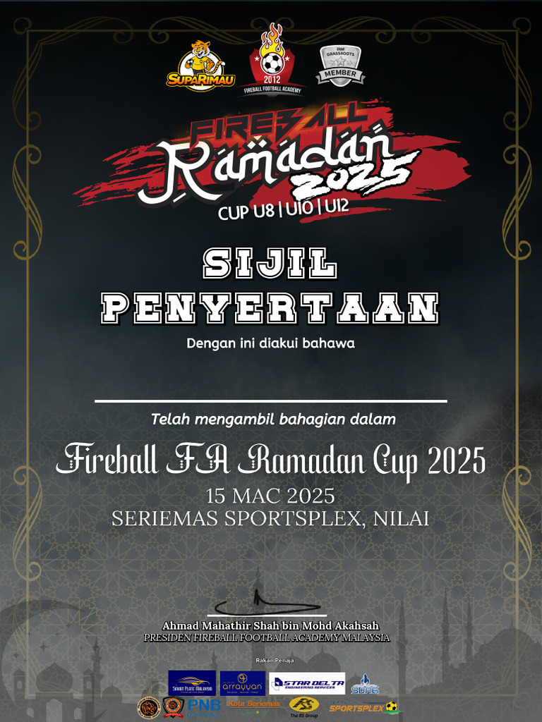 FFA Ramadan Cup 2025 E-Cert | PDF