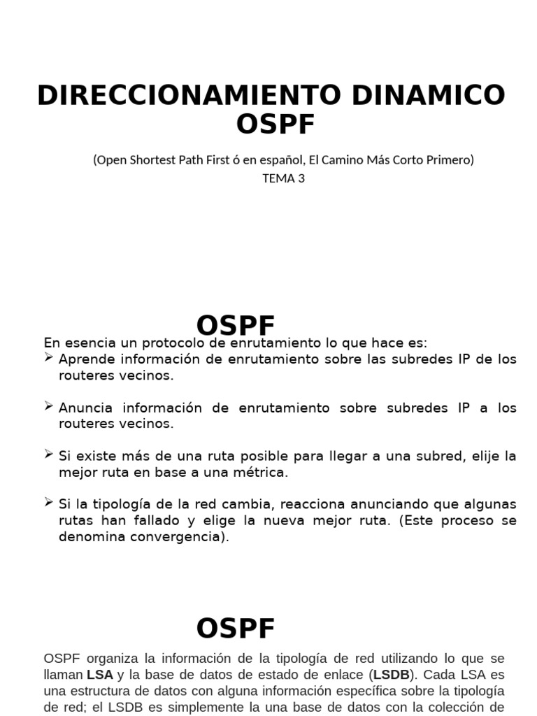 Tema 4 Enrutamiento Ospf | PDF | Enrutador (Computación) | Protocolos de internet