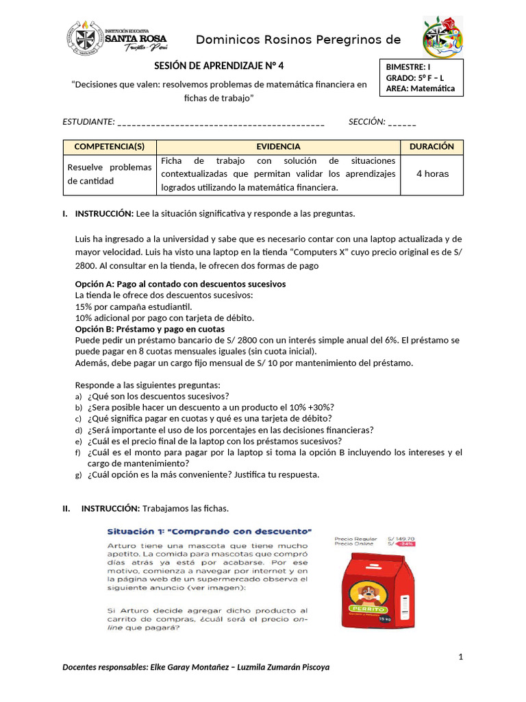 Sesión de Aprendizaje #4 - Material | PDF | Interés | Economias