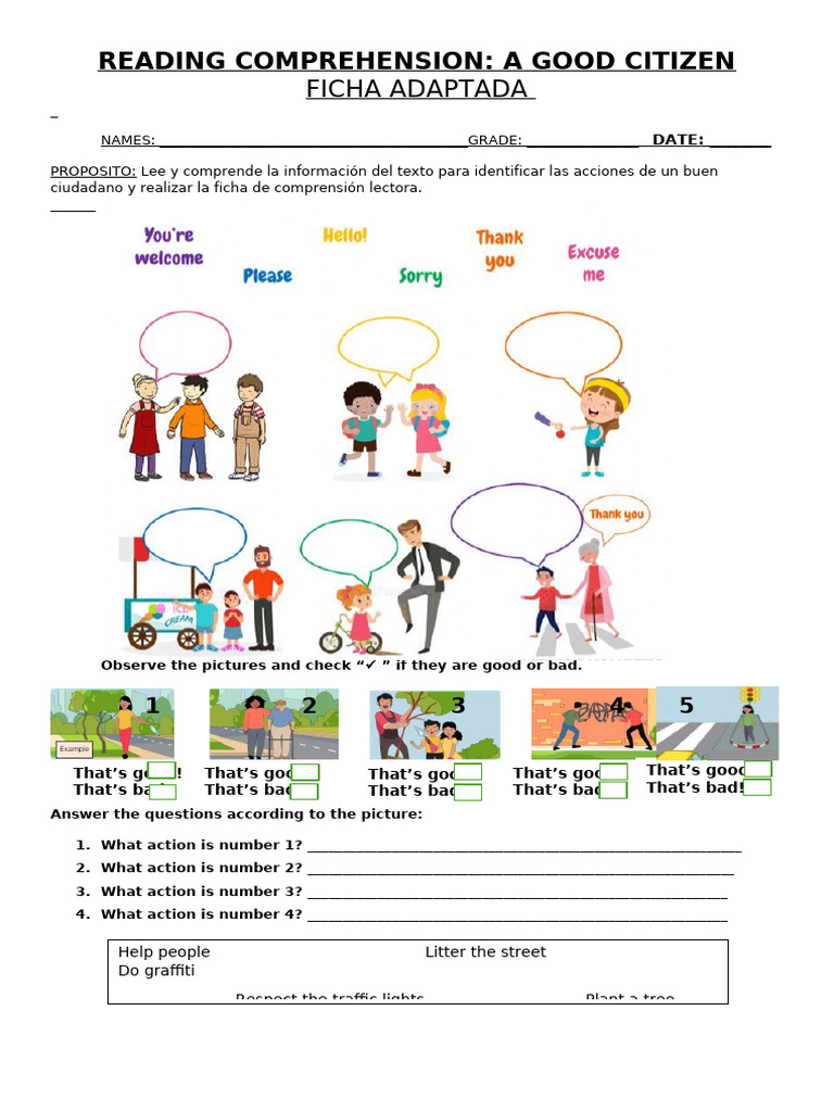 Good Citizen Reading Comprehension Guide | PDF