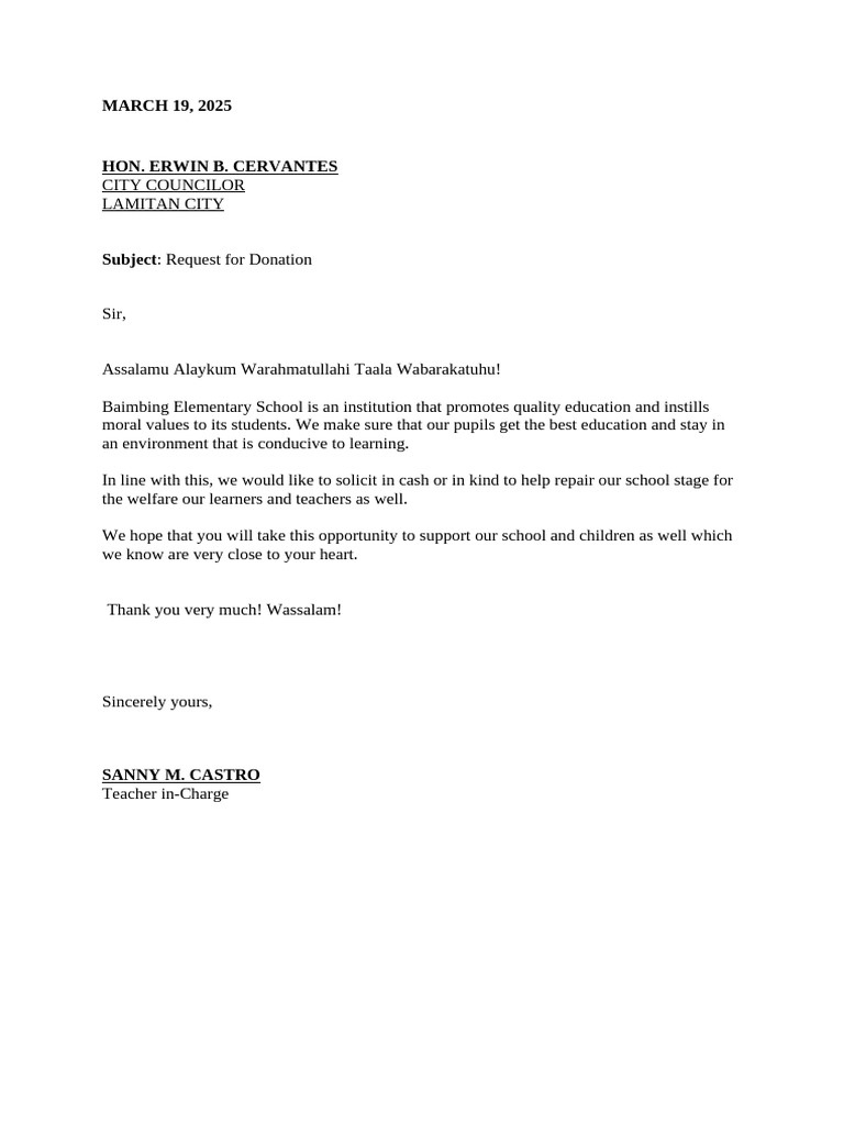 Request Letter To Samboy | PDF