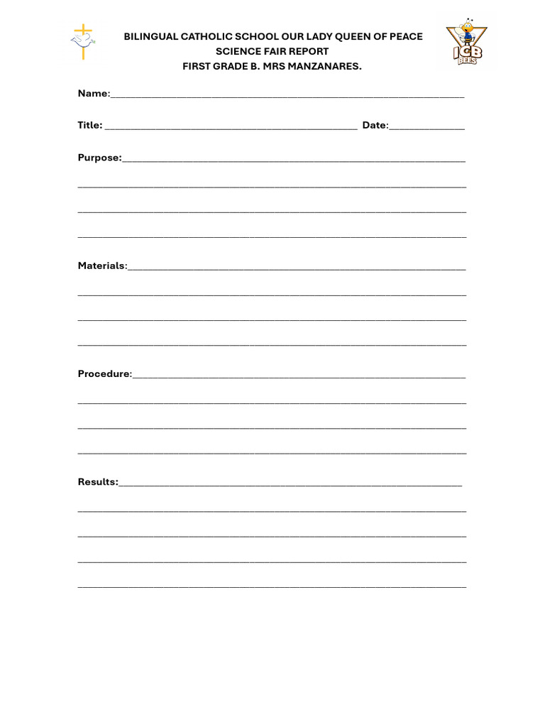 First Grade Science Fair Report | PDF