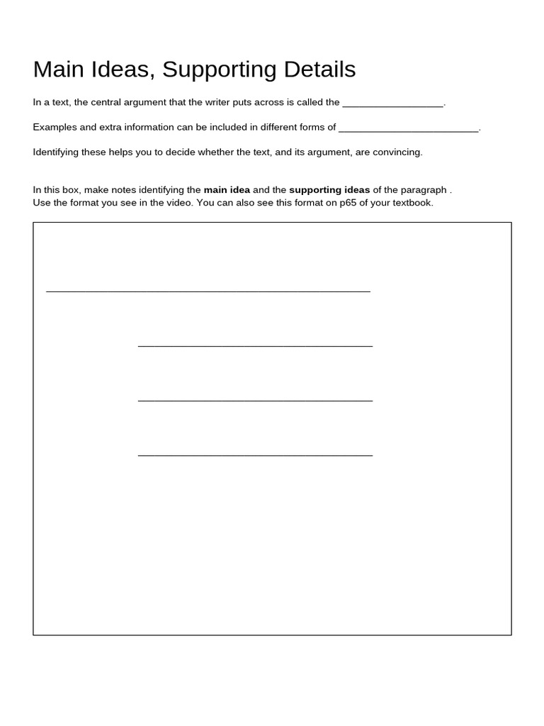 Main Ideas, Supporting Details GO | PDF
