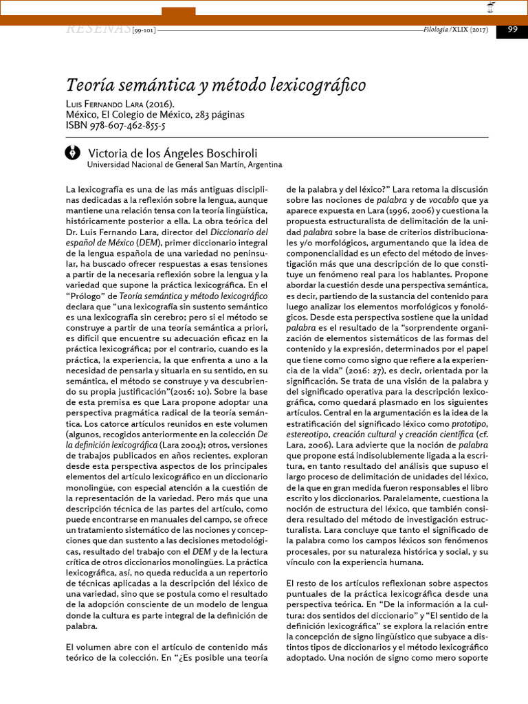 Teoría Semántica y Método Lexicográfico: Reseñas | PDF | Lexicografía | Palabra
