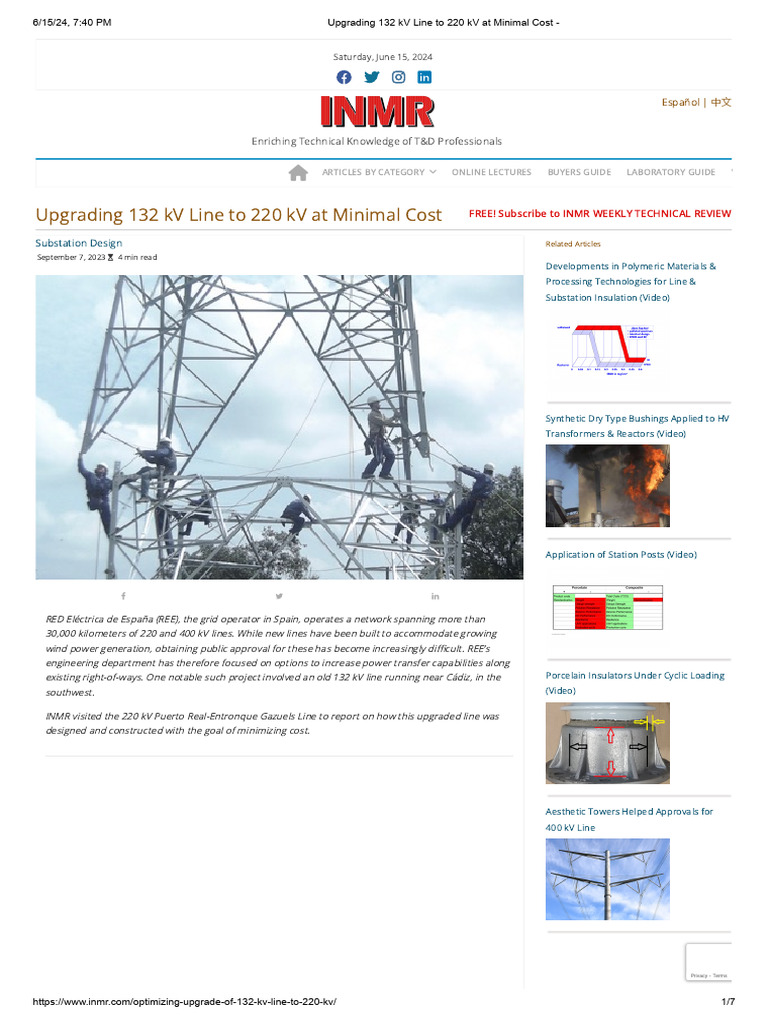 Optimize 132 kV to 220 kV Line Upgrade | PDF | Electric Power ...