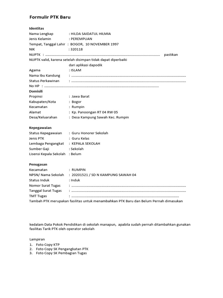 Form PTK Baru.pdf | PDF