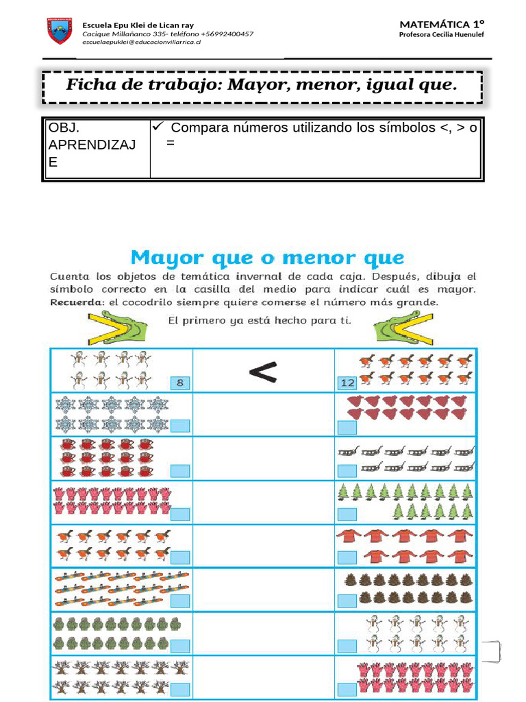 Ejercicios de Comparación Numérica | PDF