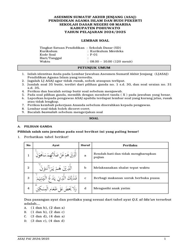 Naskah Soal Asaj 24-25 | PDF