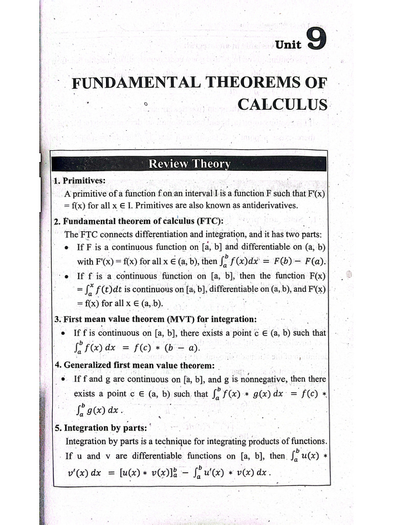 Fundamental Theory of Calculus | PDF