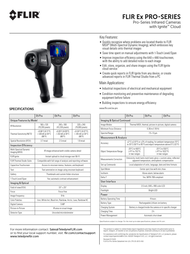 FLIR Ex Pro-Series Datasheet (en-US-LTR) | PDF | Thermography | Imaging