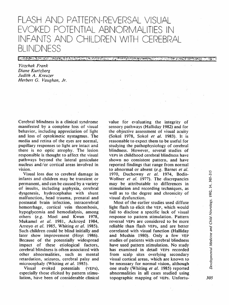 Visual Evoked Potentials in Cerebral Blindness | PDF | Visual ...