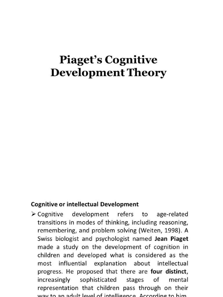 Piaget Cognitive Development Theory | PDF