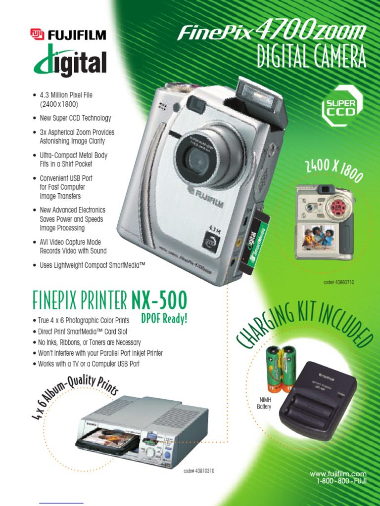 FujiFilm Finepix 4700 Brochure & Specs | PDF | Digital Camera | Camera