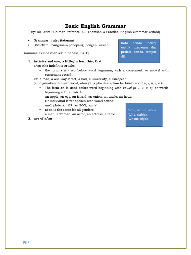 Basic English Grammar | PDF