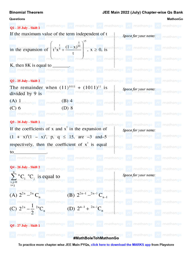 Binomial Reasoning and Statistics | PDF | Mathematical Concepts | Complex Analysis