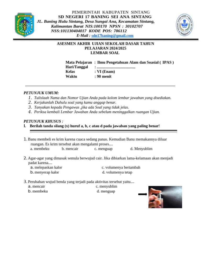 Soal US Kelas 6 Ipas | PDF