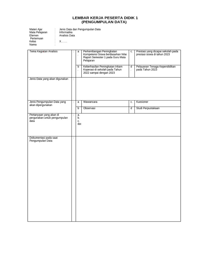 LKPD AD - 1 - Data Dan Pengumpulan Data 2 | PDF