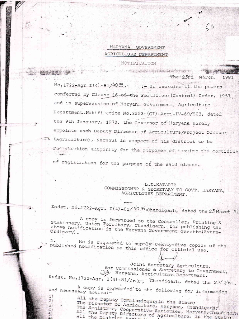 All Notification of Inputs | PDF