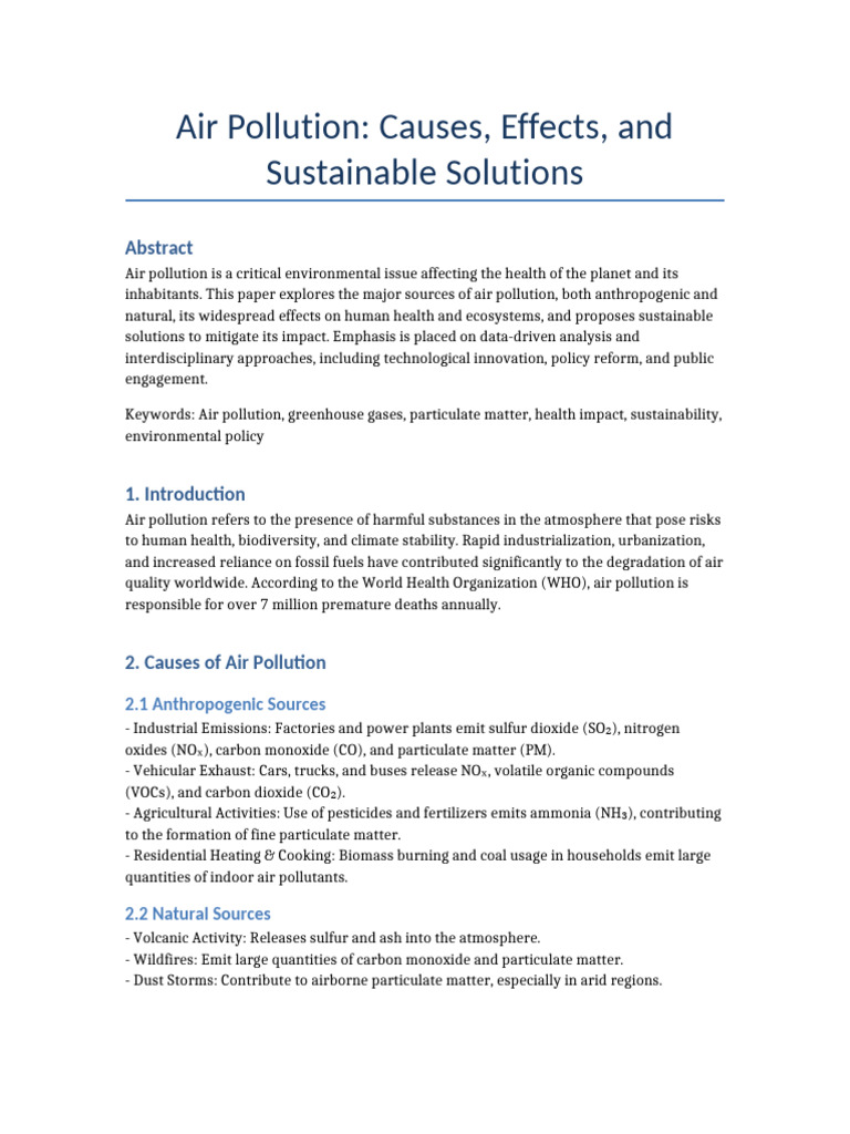 Air Pollution: Causes, Effects, Solutions | PDF | Air Pollution ...