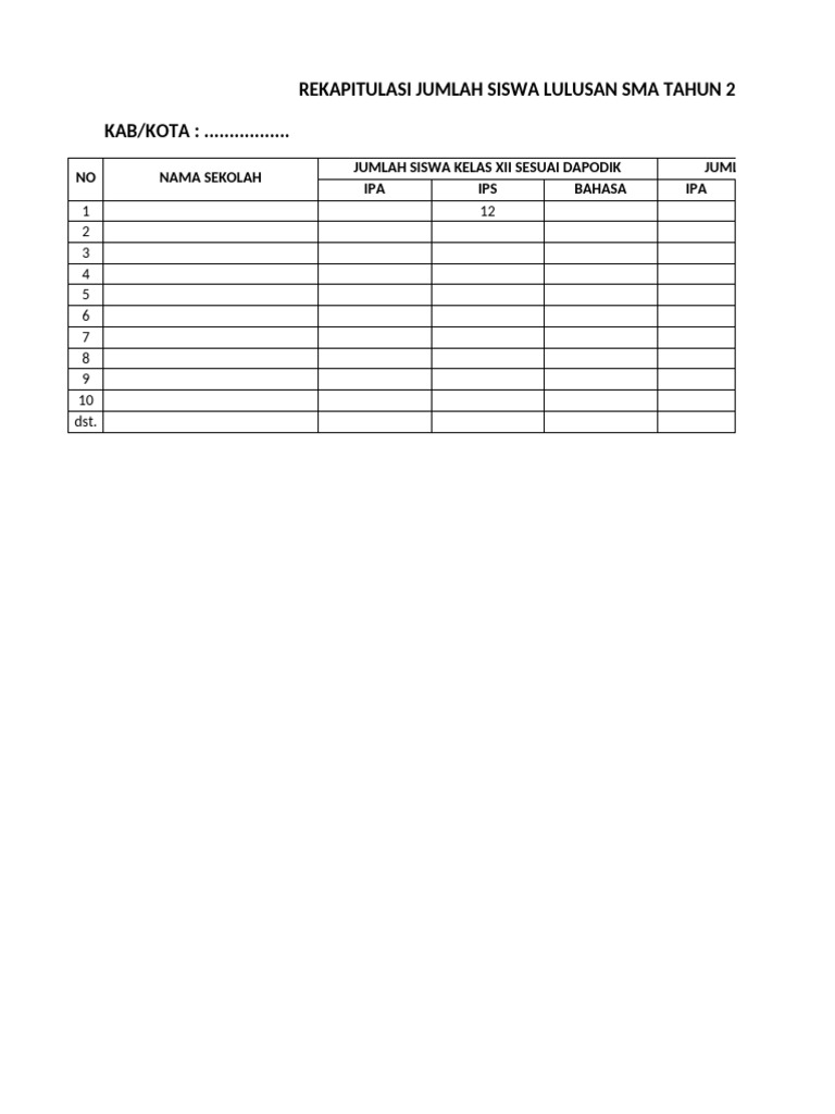 format rekap kelulusan 2023 baru | PDF