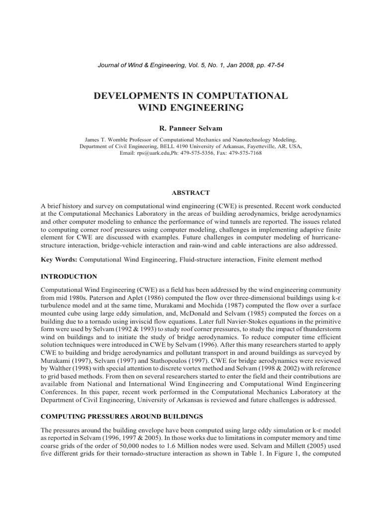 Article On Developments in Computational Wind Engineering by DR Sanjaya Patro | PDF