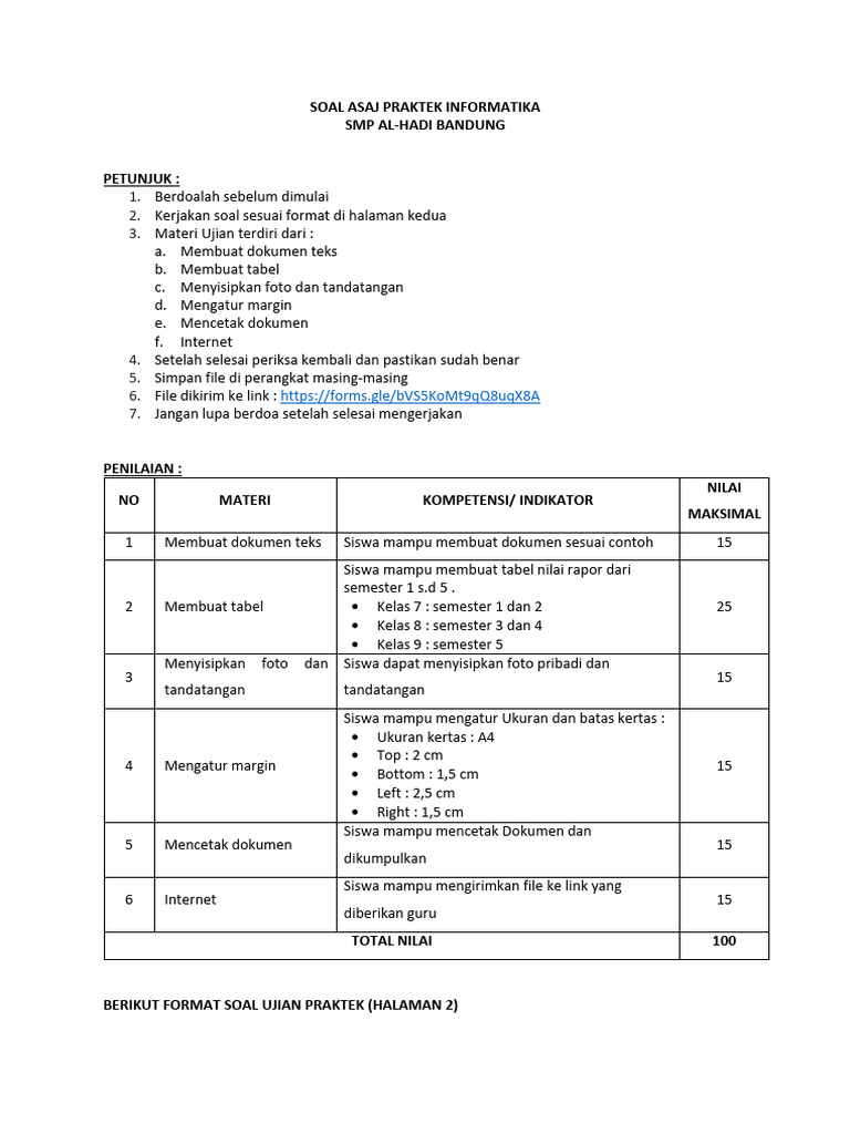 Soal Asaj Praktek Informatika | PDF