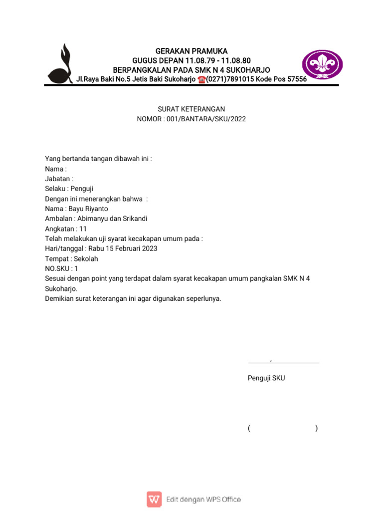 Surat Uji Sku 1 | PDF