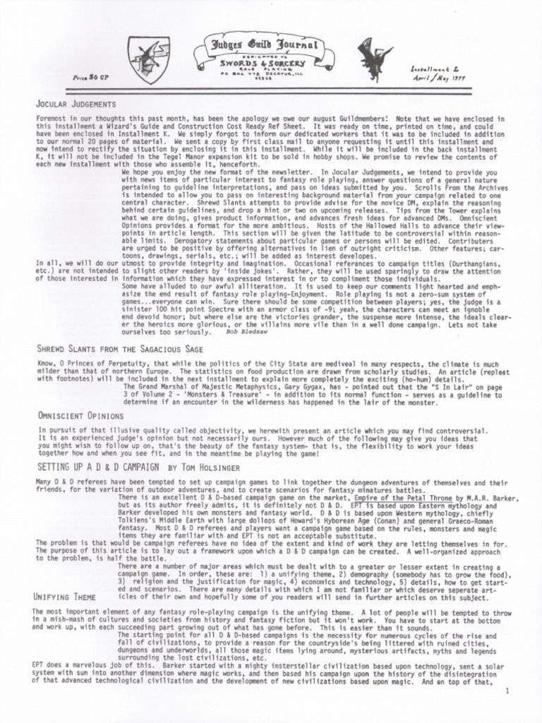 JG0022 - Judges Guild Journal 03 (Installment L) | PDF