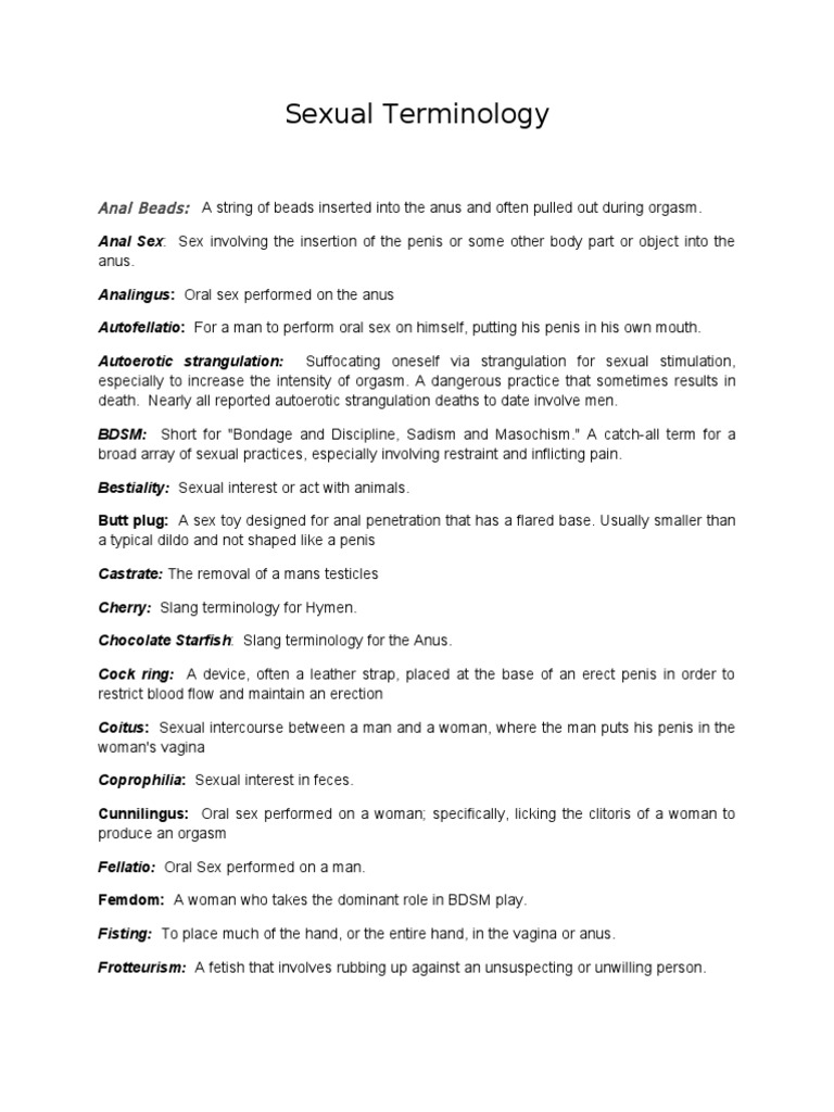 A Comprehensive Glossary Of Sexual Terminology Pdf Anal Sex