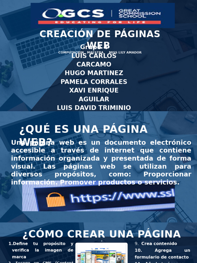 Presentacion Compu Creacion de Paginas Web Grupo #4 | PDF | Red mundial ...